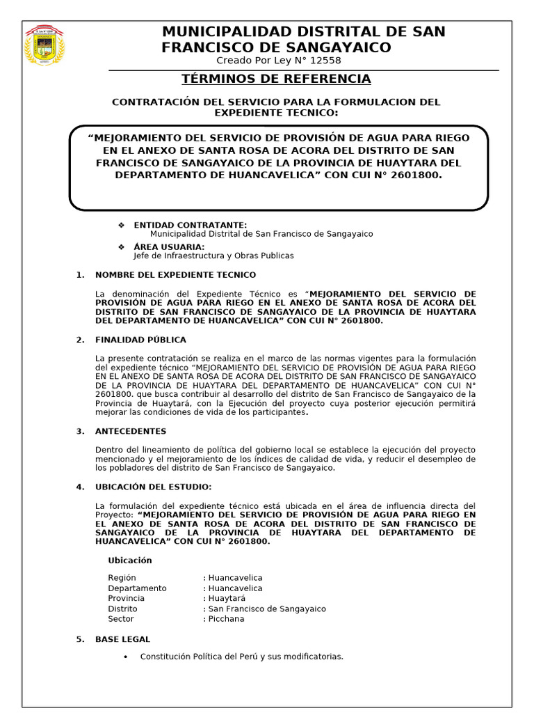 TDR - Exp Tec Canal Santa ROSA | PDF | Evaluación de impacto ambiental | Topografía