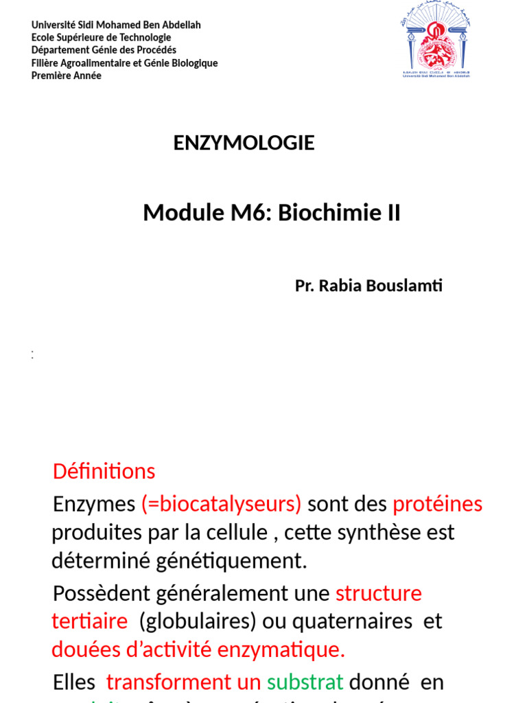 Enzymologie 2021-2022 -VE | PDF | Inhibiteur enzymatique | Enzyme