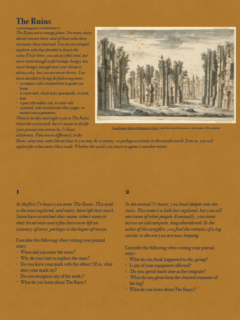 Exploring The Ruins: A Journaling Game | PDF