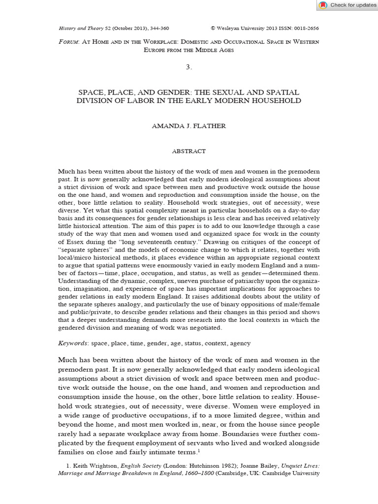 History and Theory - 2013 - Flather - 3 Space Place and Gender the ...