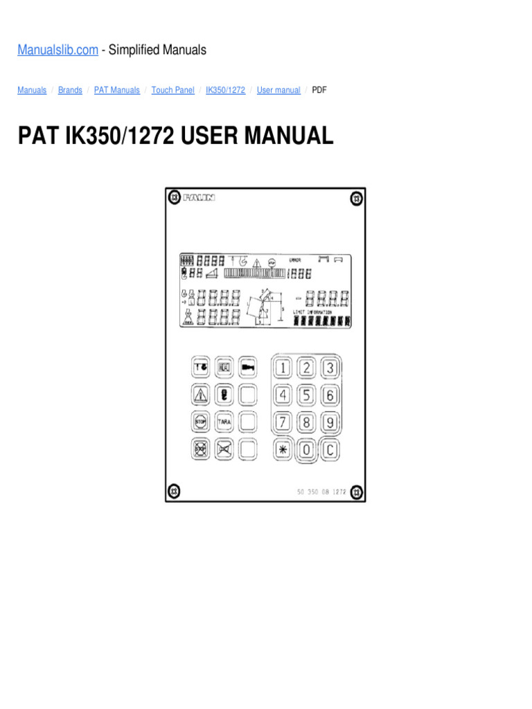 Pat Ik350/1272 User Manual: - Simplified Manuals | PDF | Crane (Machine ...