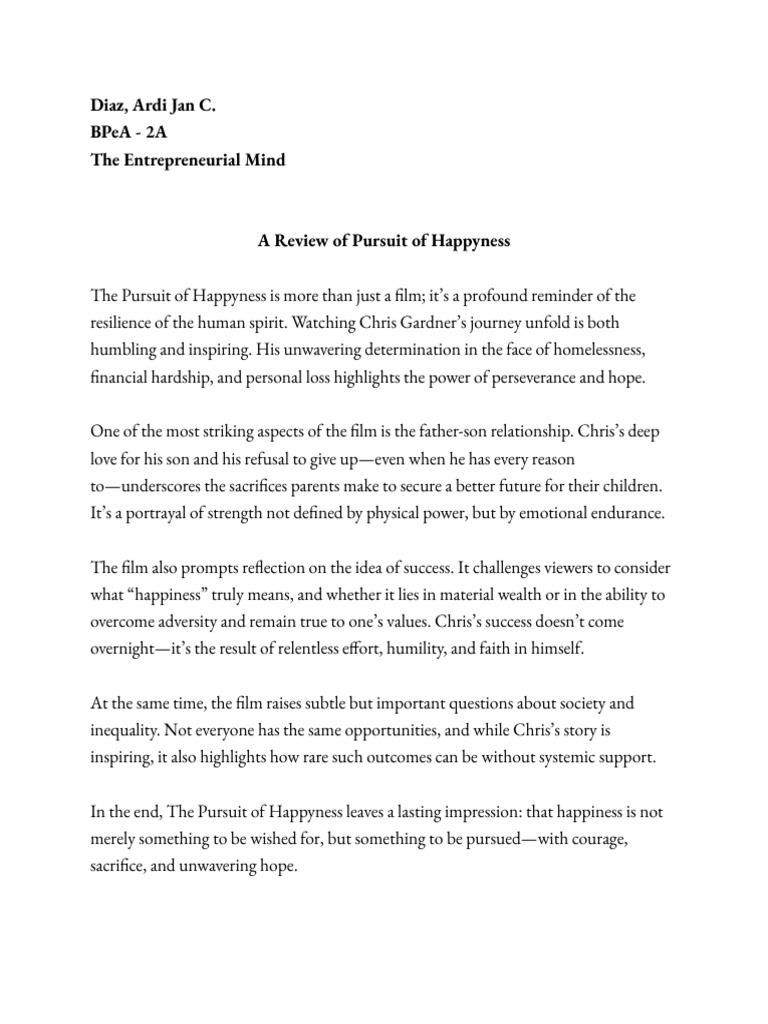 Review of The Pursuit of Happyness | PDF