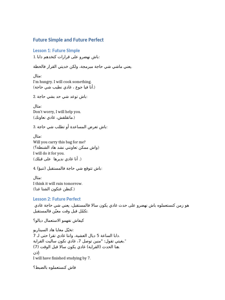Future Tenses Lessons | PDF