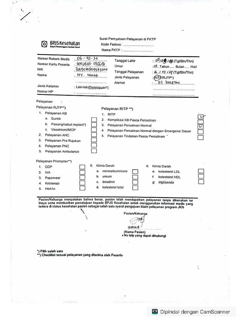 Contoh Penulisan Klaim Persalinan | PDF