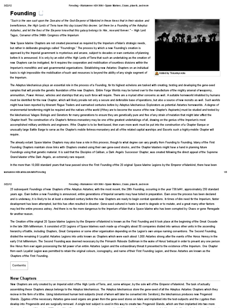 Founding - Warhammer 40K Wiki - Space Marines, Chaos, Planets, and More ...