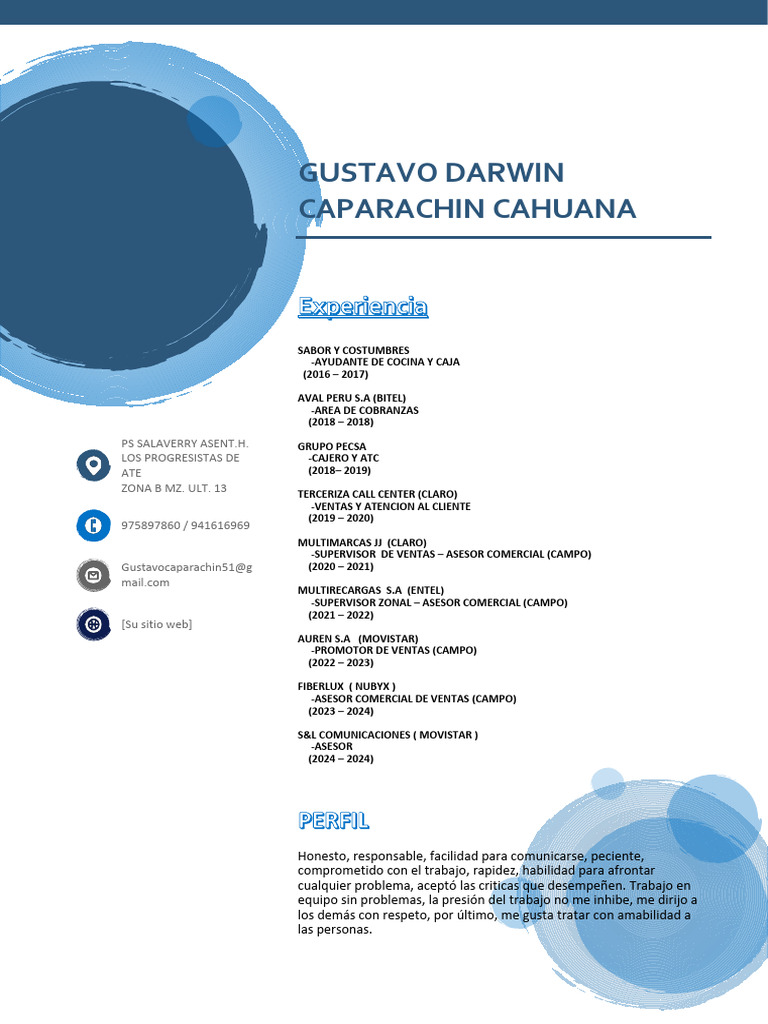 CV - Gustavo Cahuana | PDF