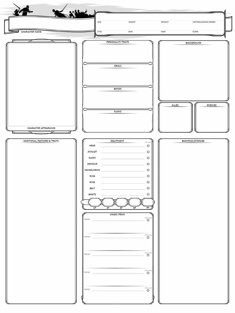 Character Sheet Back Editable | PDF
