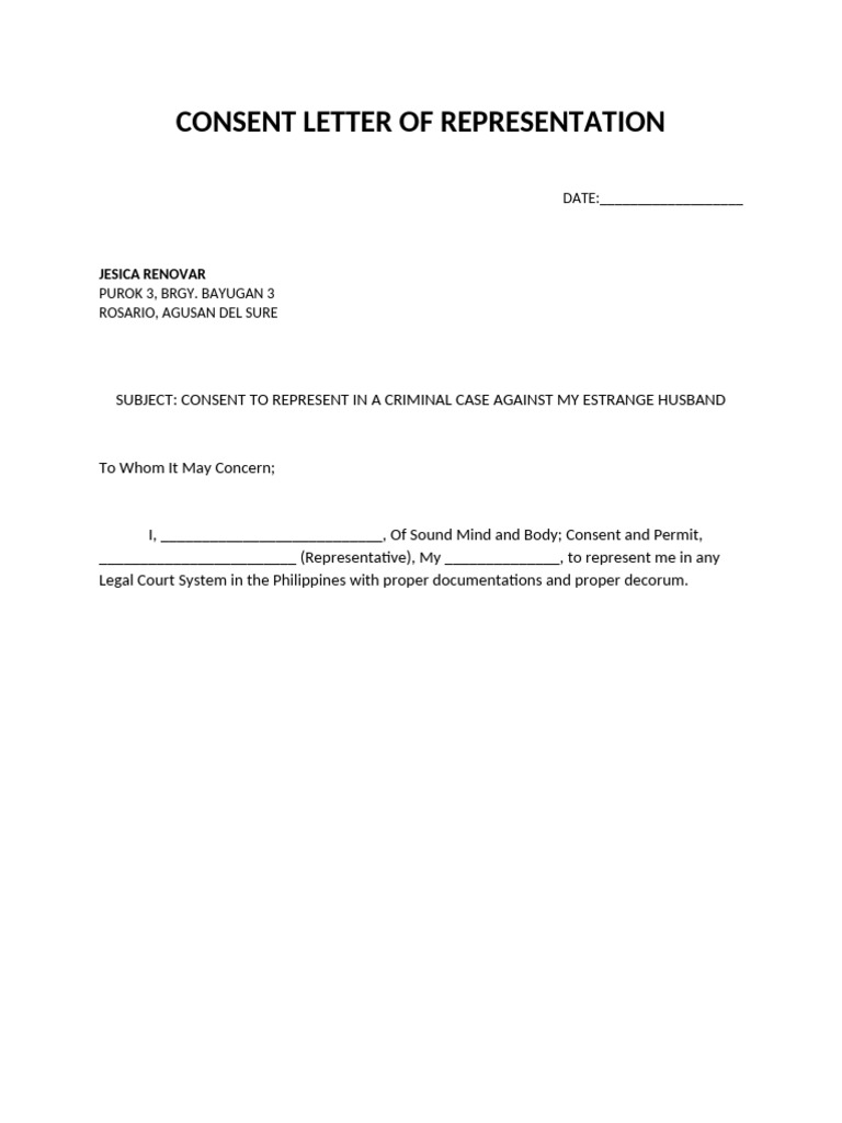 Consent Letter of Representation | PDF