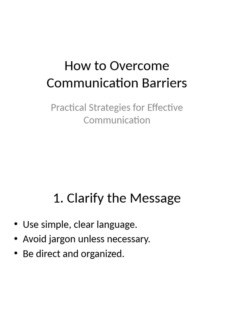 Overcoming Communication Barriers | PDF