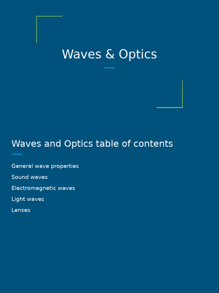Waves and Optics: Properties and Types | PDF | Electromagnetic ...