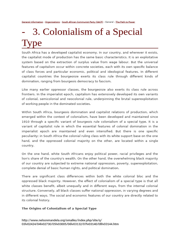 10 SACP - Colonialism of A Special Type | PDF | Capitalism | Colonialism