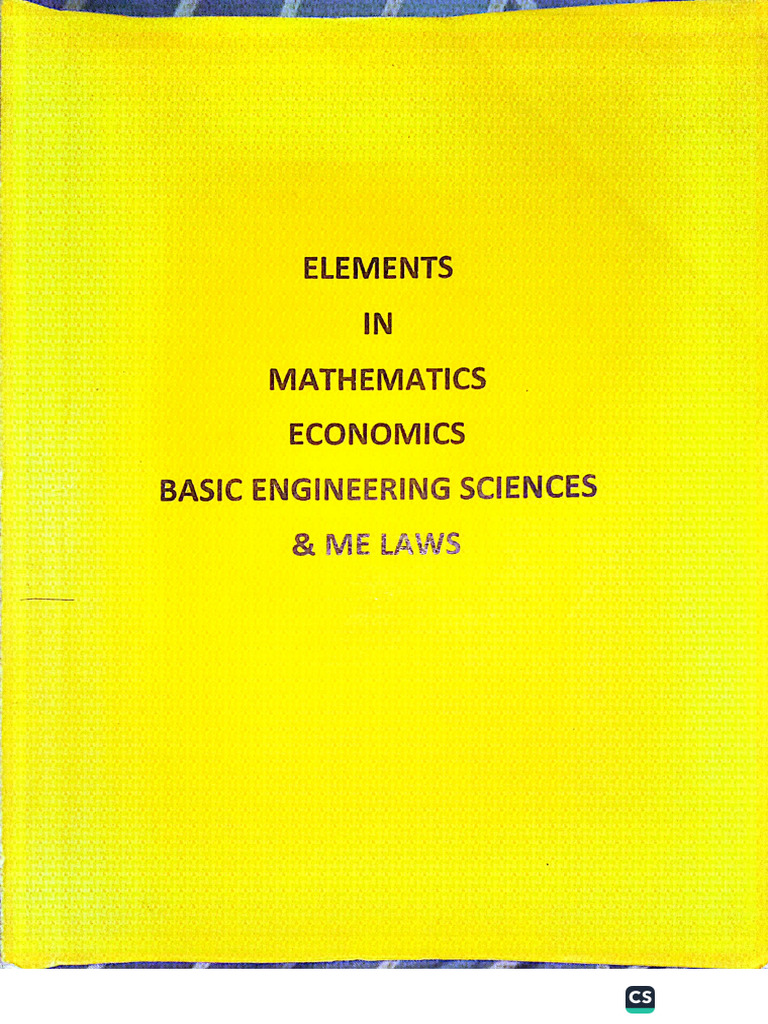 Elements in Mathematics, Ecomomics, Basic Engineering Sciences and | PDF