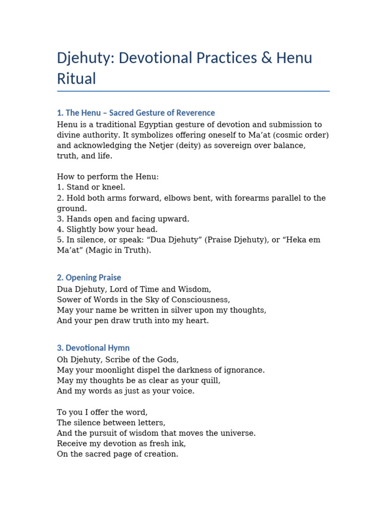 Djehuty Devotional Practices and Henu | PDF