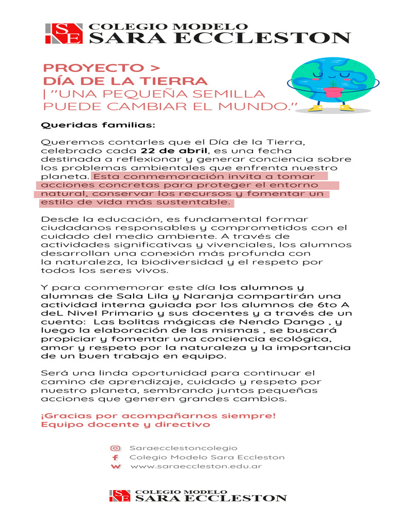 Proyecto Día de La Tierra | PDF