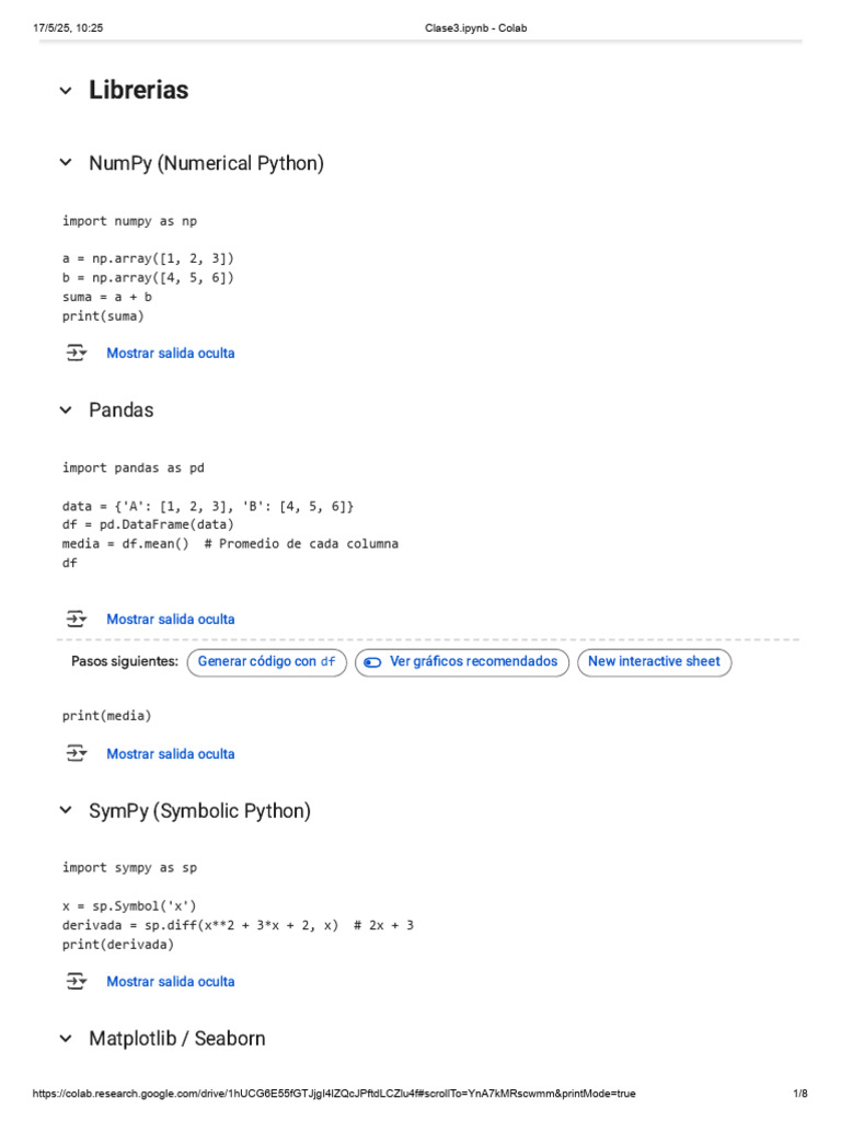 Clase3.ipynb - Colab | PDF | Matriz (Matemáticas) | Física Matemática