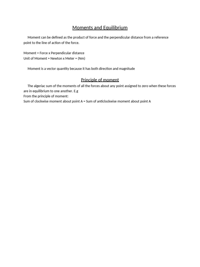 Moments and Equilibrium | PDF