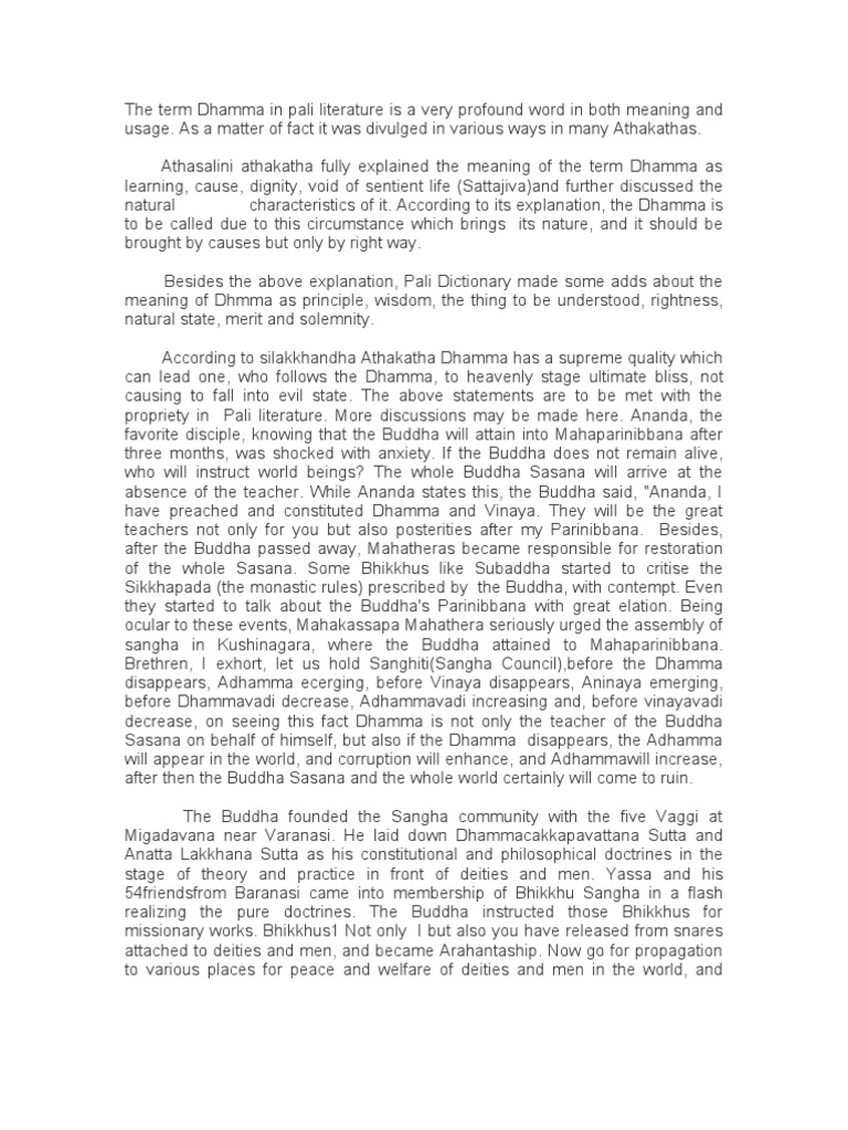 Understanding Dhamma in Pali Literature | PDF | Gautama Buddha | Dharma