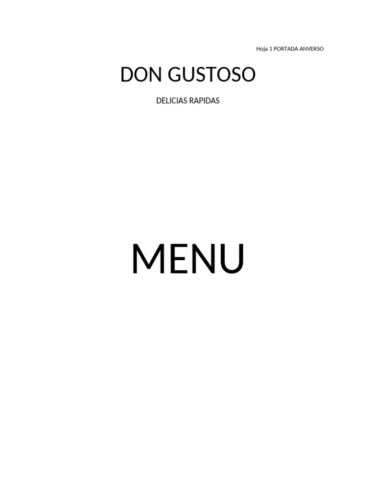Menu Don Gustoso | PDF | Tocino | Hamburguesas
