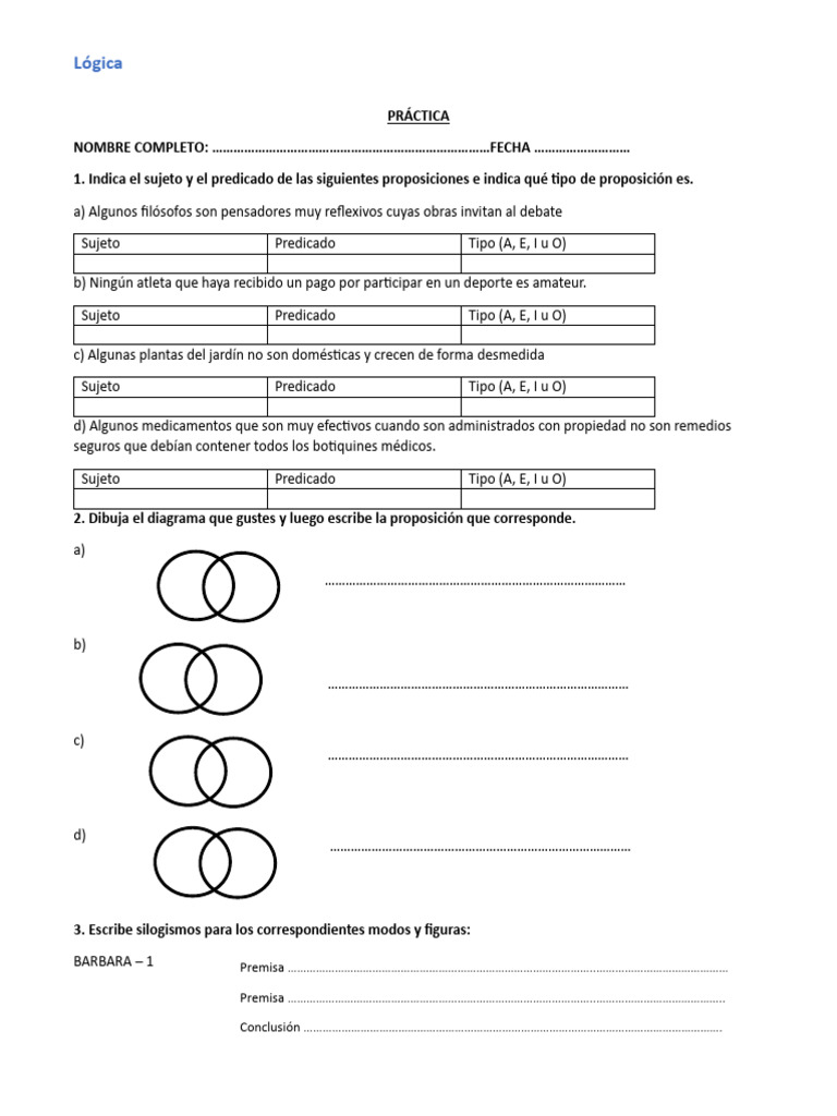 PRACTICA Silogismos | PDF | Proposición | Lógica
