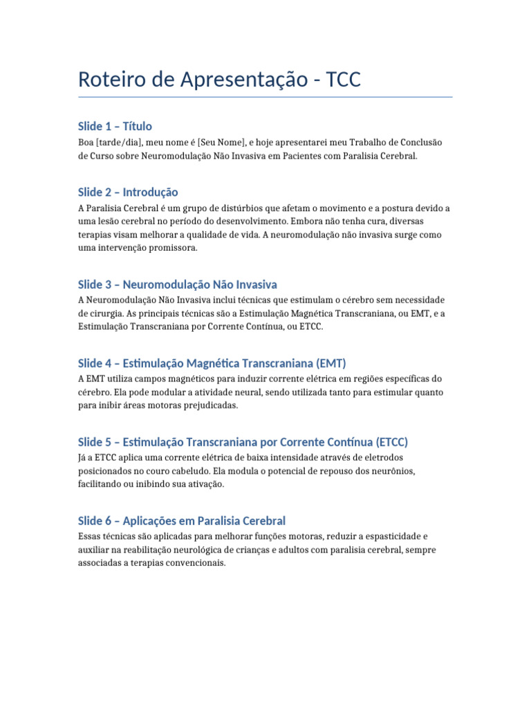 Roteiro Apresentacao TCC | PDF