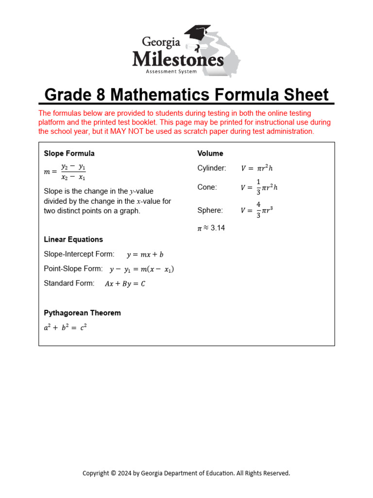Formula Sheet Gr8 | PDF