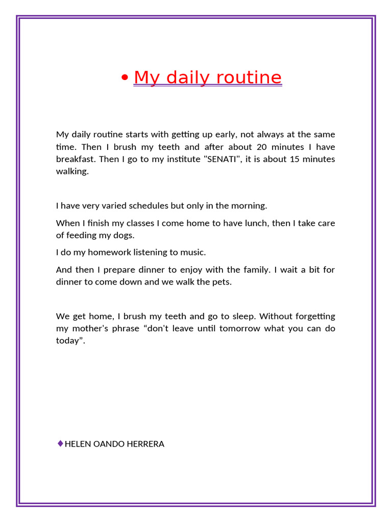 My Daily Routine.. | PDF