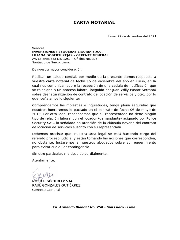 Carta Con Firma de Raul | PDF