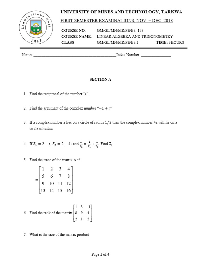Linear Algebra and Trigonometry 153@ELVIS | PDF | Complex Number | Euclidean Vector