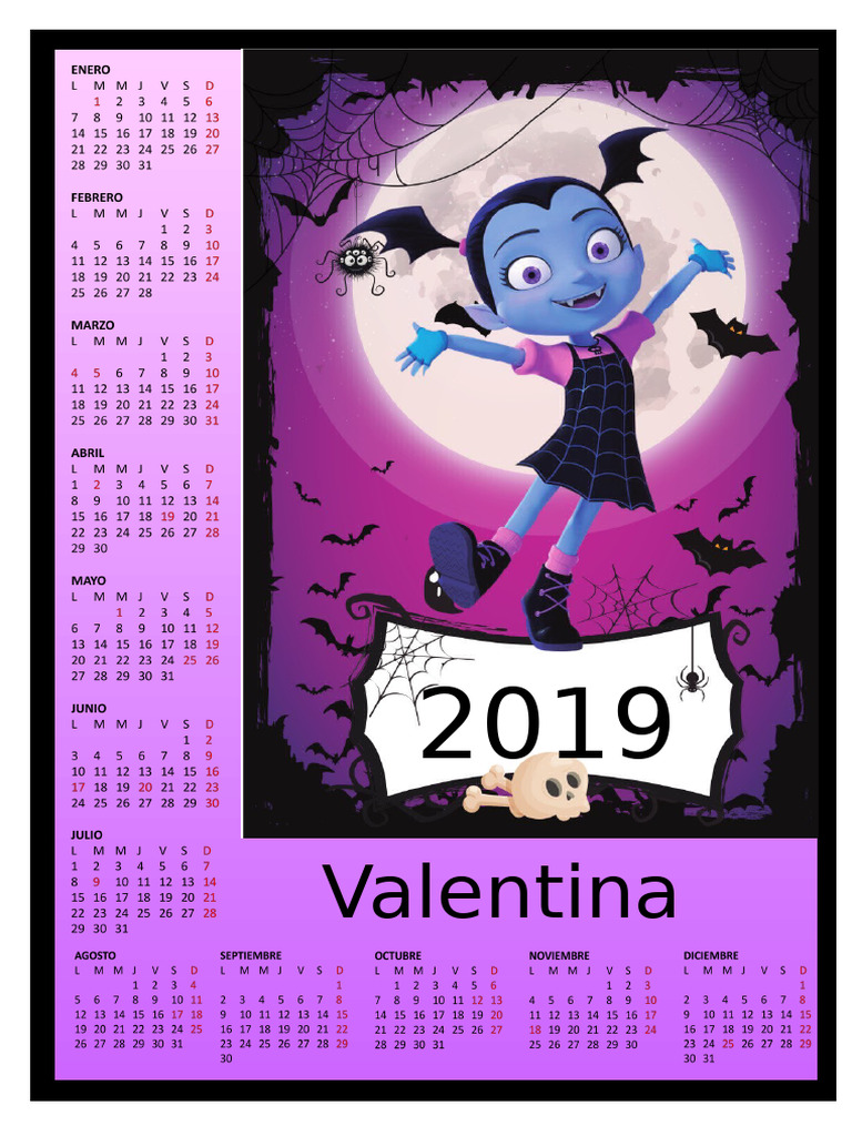 Calendario de Pared (Vertical) 2019 | PDF