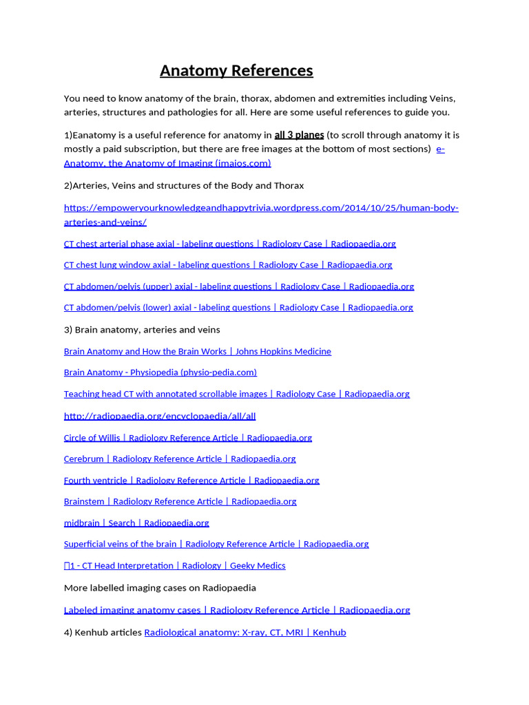 Anatomy References | PDF