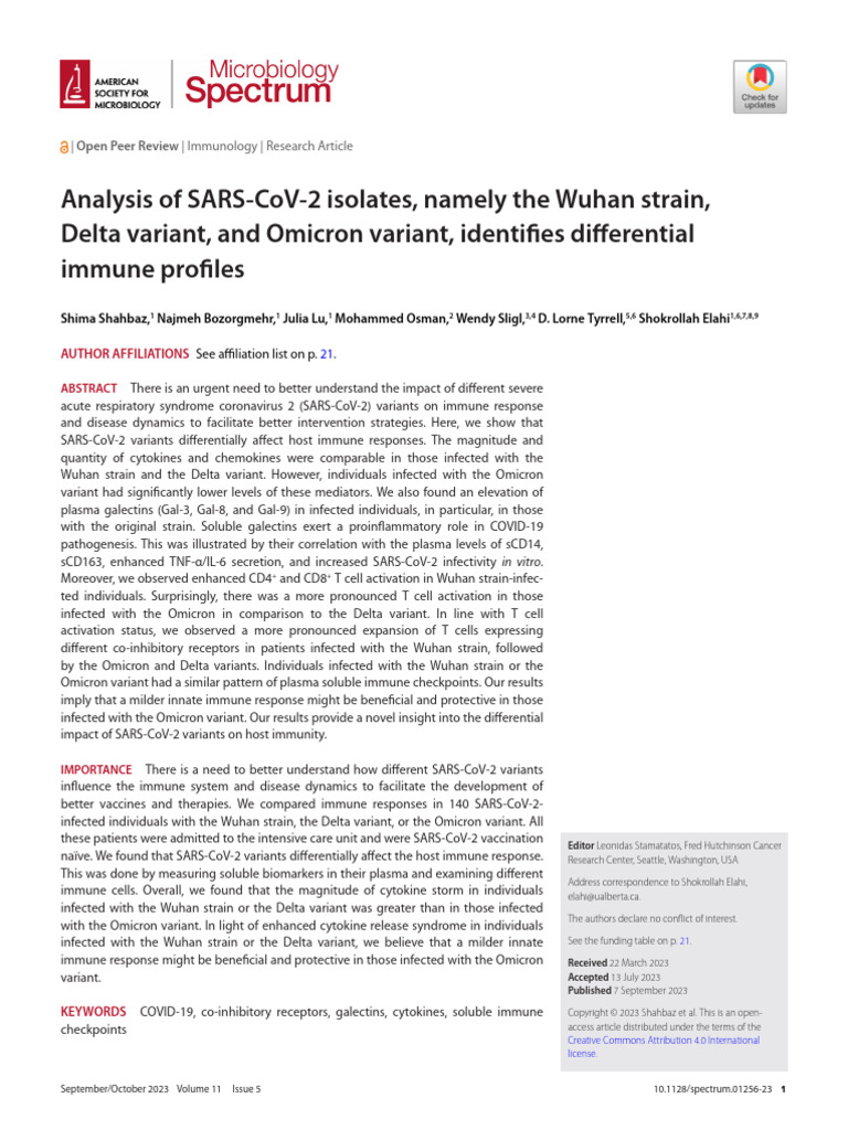 Shahbaz Et Al Analysis of Sars Cov 2 Isolates Namely The Wuhan Strain ...