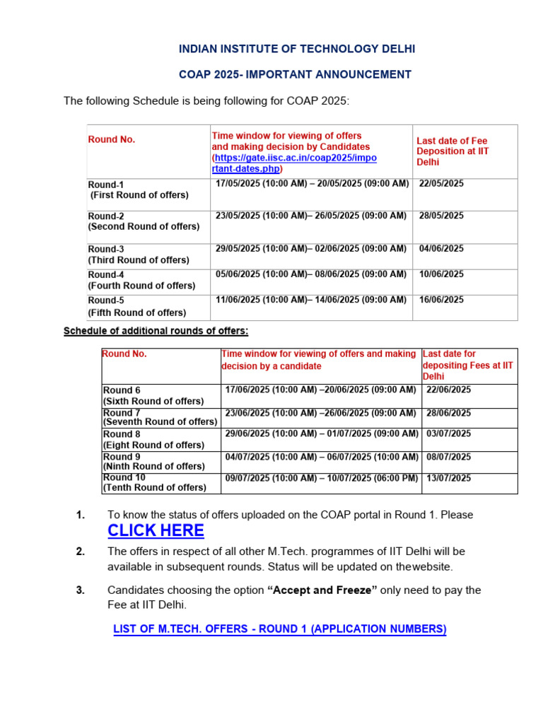 Important Announcement COAP 2025 | PDF