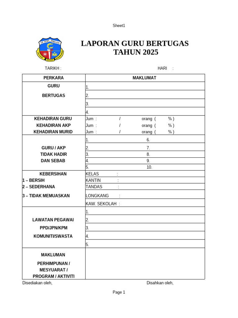 PK Hem Guru Bertugas Mingguan | PDF