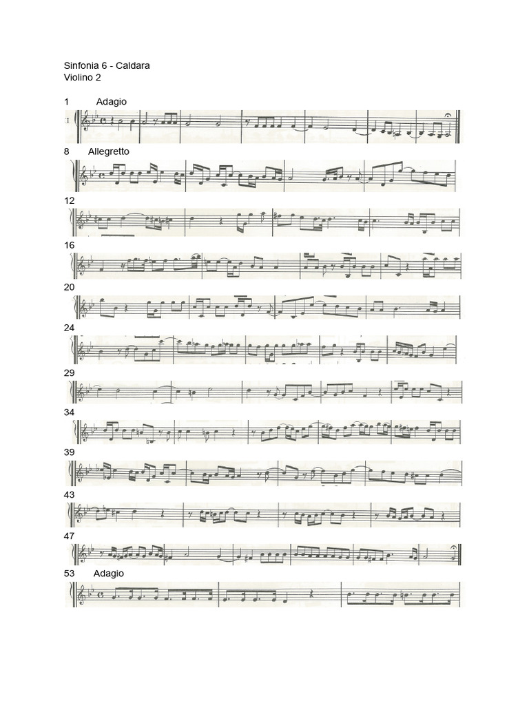 Sinfonia 6 Caldara - Violino 2 | PDF
