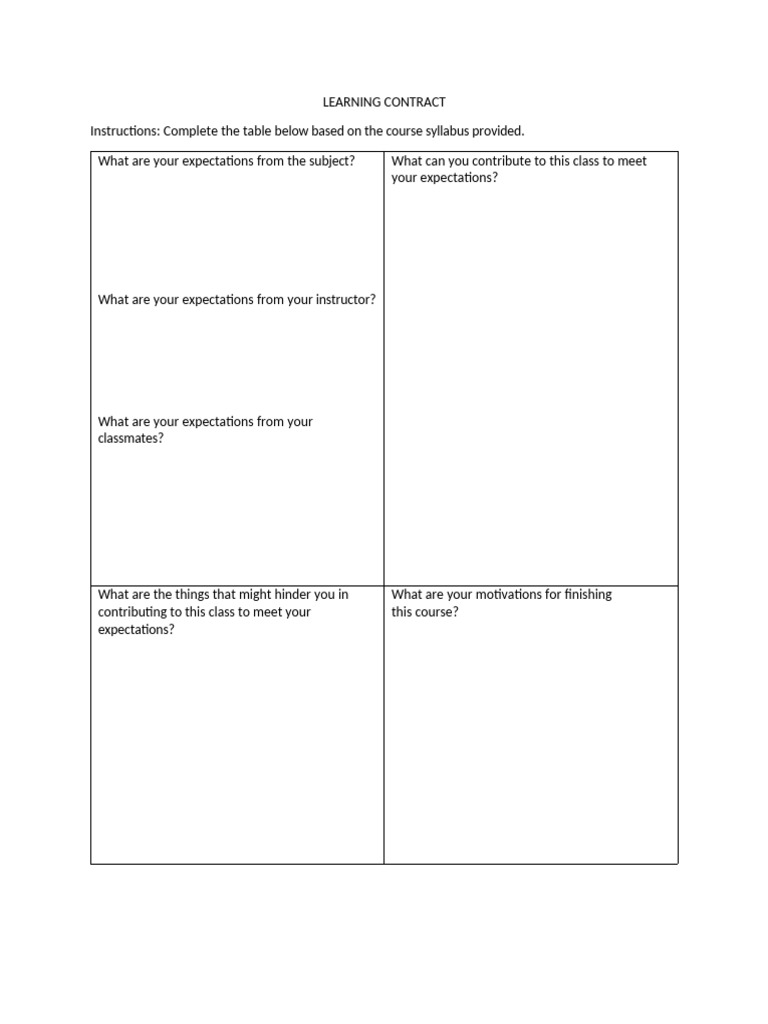 Learning Contract | PDF