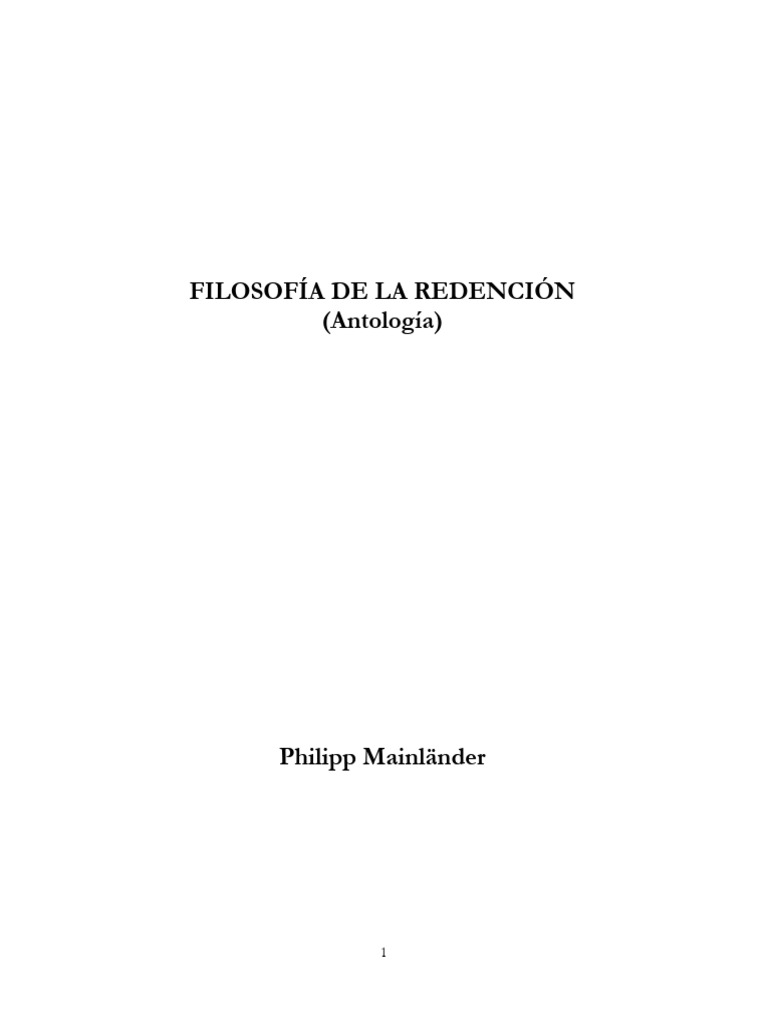 Philipp_Mainlander_Filosofia_de_la_reden (1) | PDF | Esencia | Omnipotencia