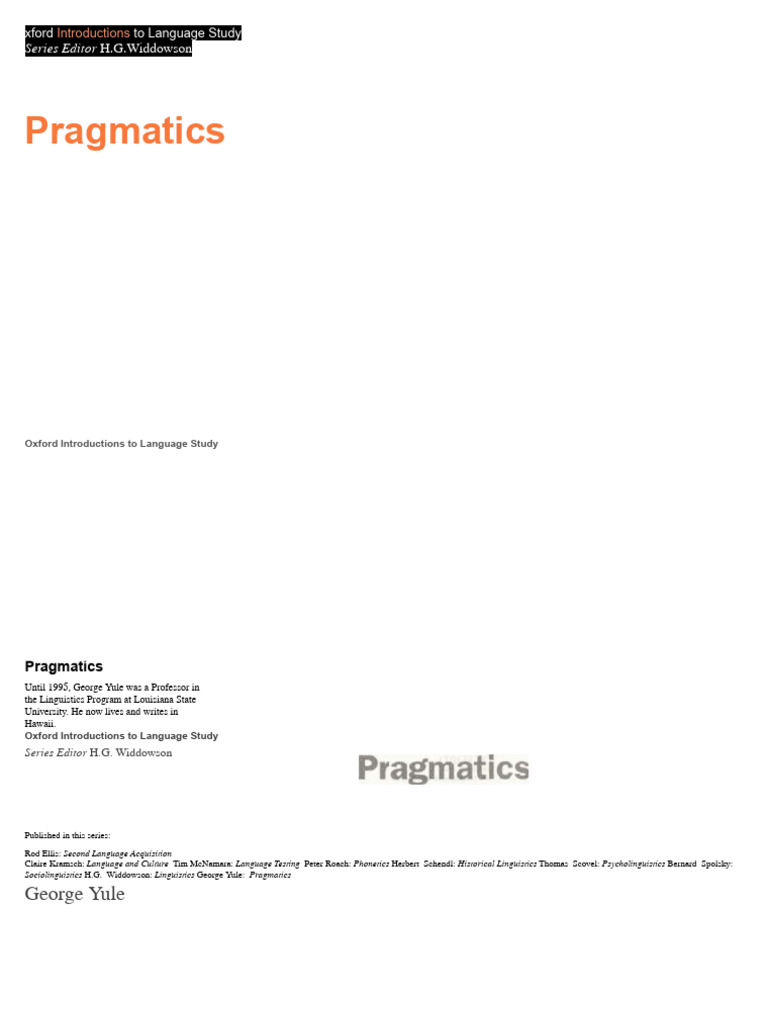 Yule George Pragmatics | PDF | Semantics | Interpretation (Philosophy)