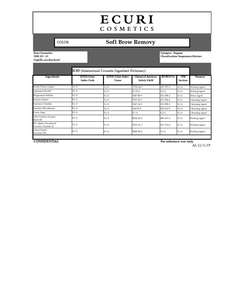 MSDS Ecuri - Soft Brow Removy | PDF