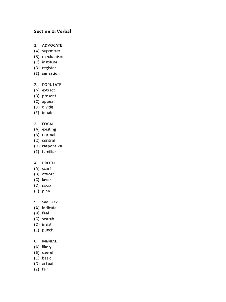 Vocabulary and Math Practice Questions | PDF | Fidel Castro | Cuba