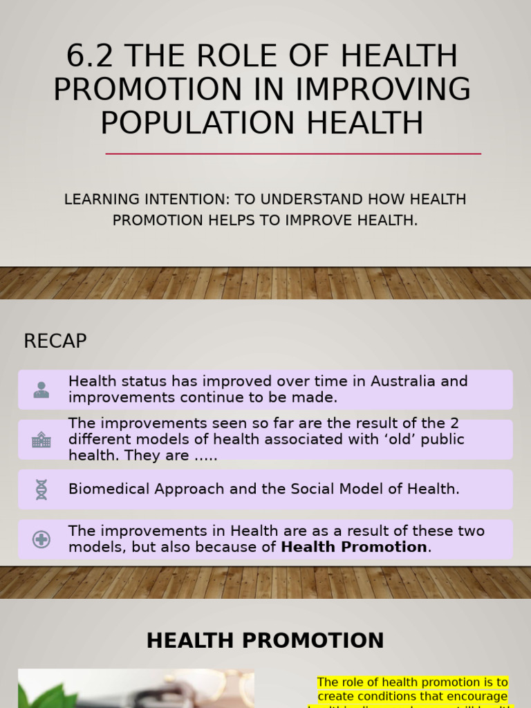6.2 The Role of Health Promotion in Improving Population Health | PDF ...