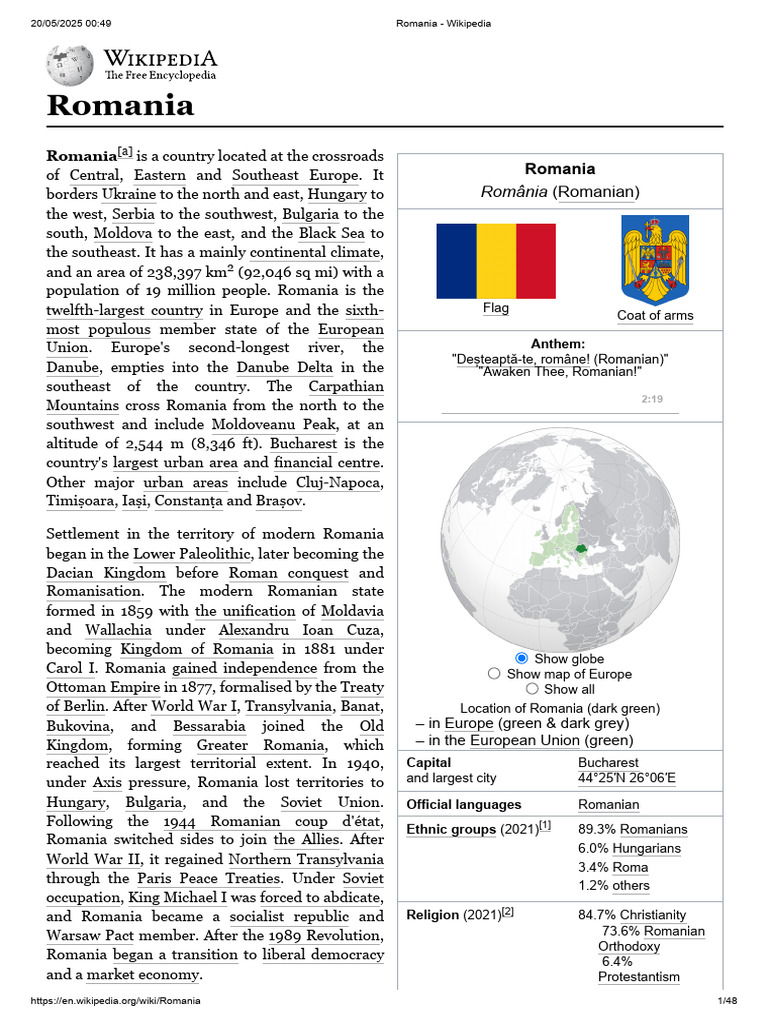 Romania - Wikipedia | PDF | Romania | Supreme Courts