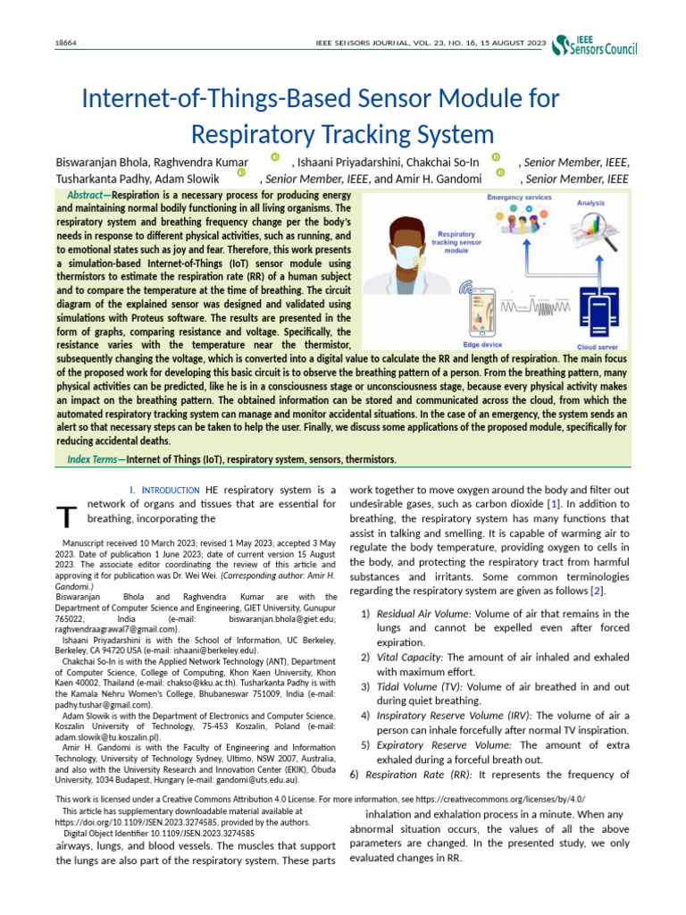 Internet-of-Things-Based Sensor Module For Respiratory Tracking System ...