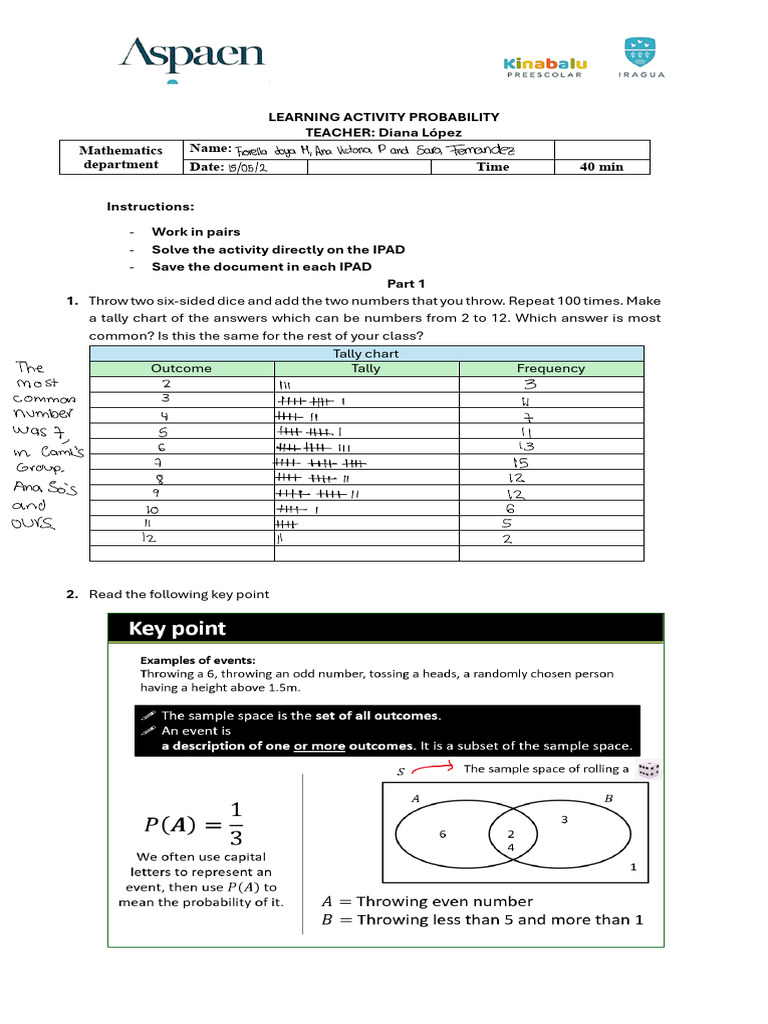 Probability Learning Activity Guide | PDF | Probability | Mathematics