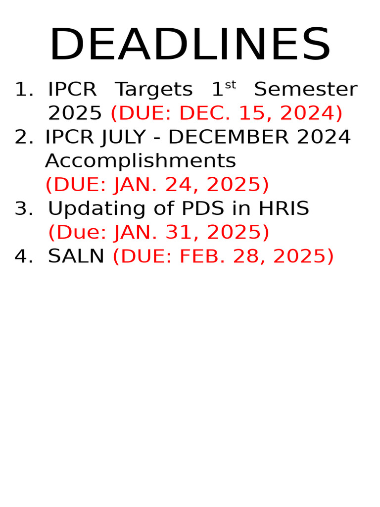 Deadlines | PDF