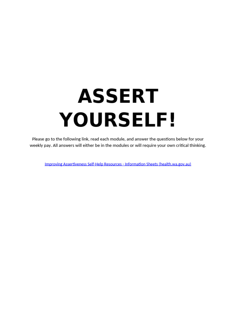 Assert Yourself - Mod 1, 2 and 3 Questions | PDF | Mental Health | Psychology