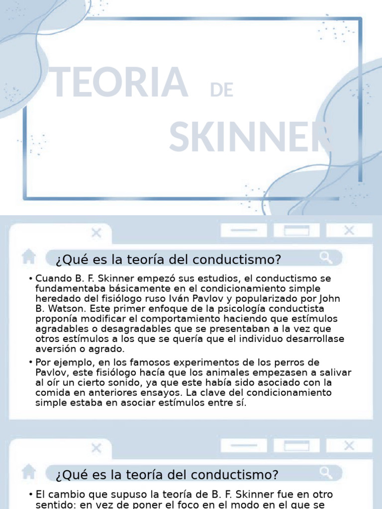 Teoria de Skinner | PDF | Reforzamiento | Behaviorismo