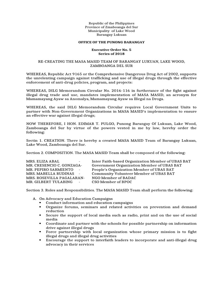 2018 Eo#5 Masa Masid Team | PDF | Organized Crime Activity | Crimes