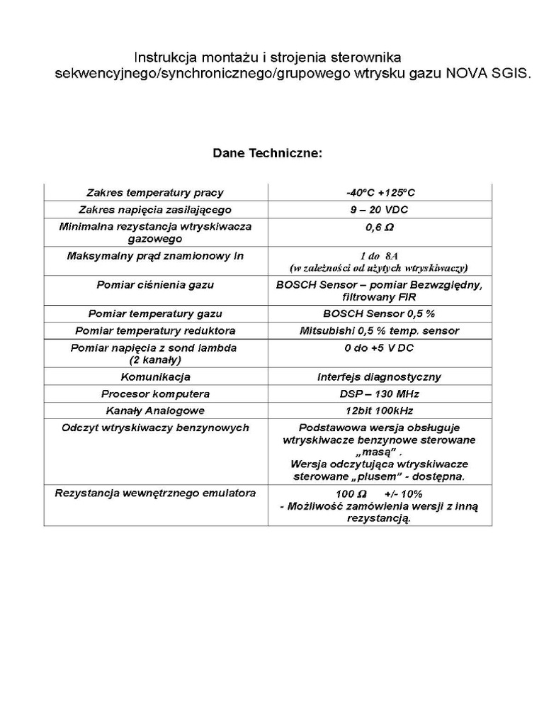 Instrukcja Nova Sgis | PDF