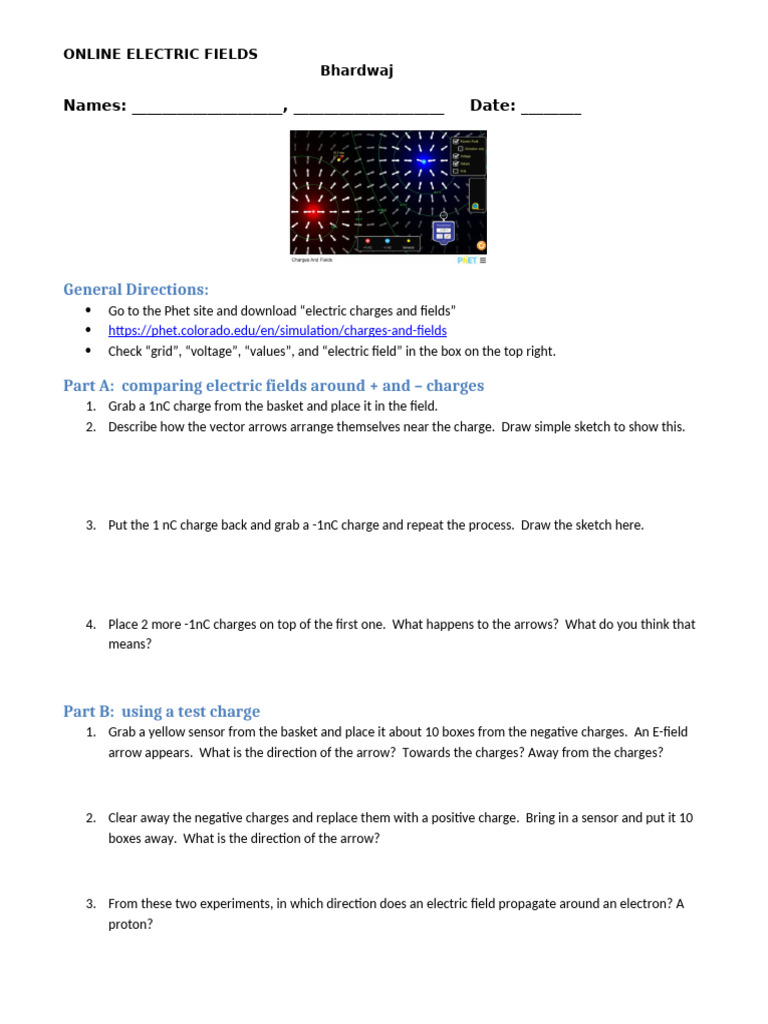 2020-ELECTRIC FIELD PHET LAB | PDF | Electric Field | Function ...