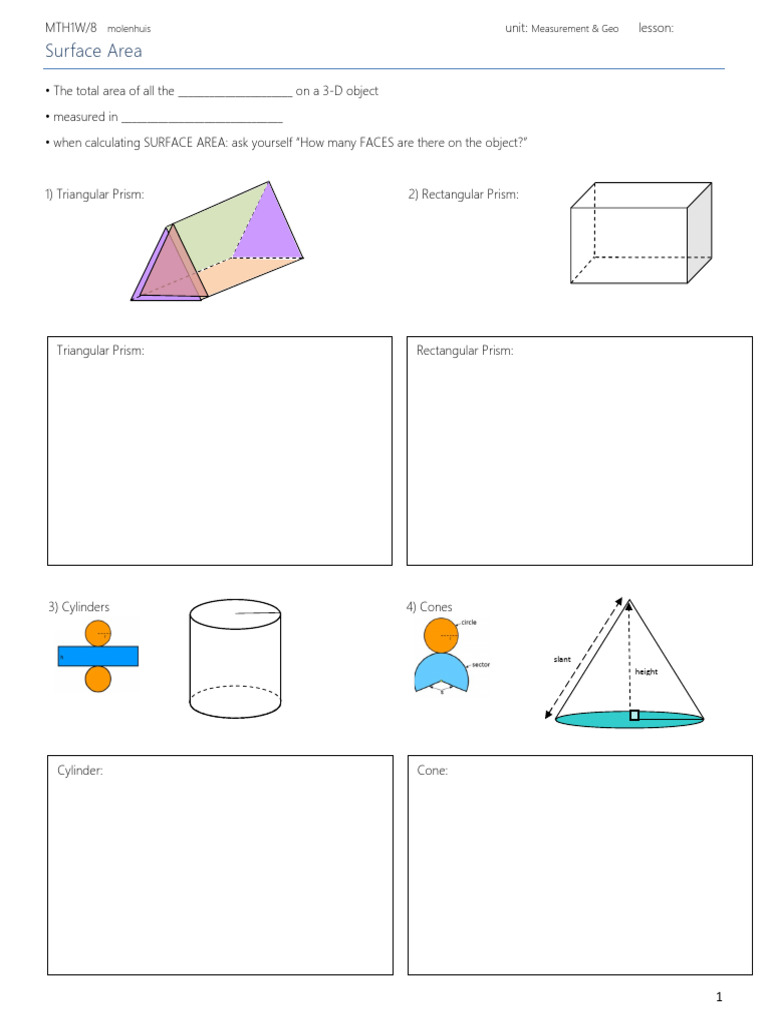 6.4 Surface Area | PDF | Area | Geometric Objects